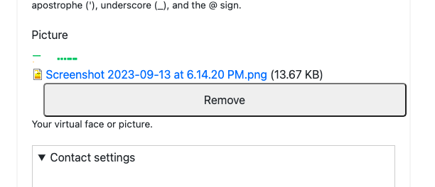 On User Registration page, Picture remove button is much bigger need resize and aligned ...